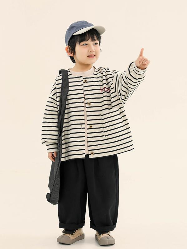 子供服 男の子 アウター 春秋 薄手 ストライプ カーディガン 韓国風 カジュアル スプリングコート・性別: 男・対象年齢: 中小 बच्चों (3～8歳、100～140cm)・ネックライン: ラウンドネック・スタイル: 韓国版・柄: ス...