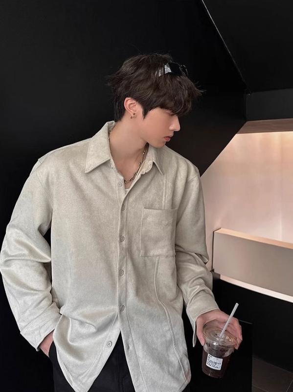 シャツ メンズ 男性用 長袖シャツ スエード ネルシャツ 秋冬 ゆったり 羽織り トップス