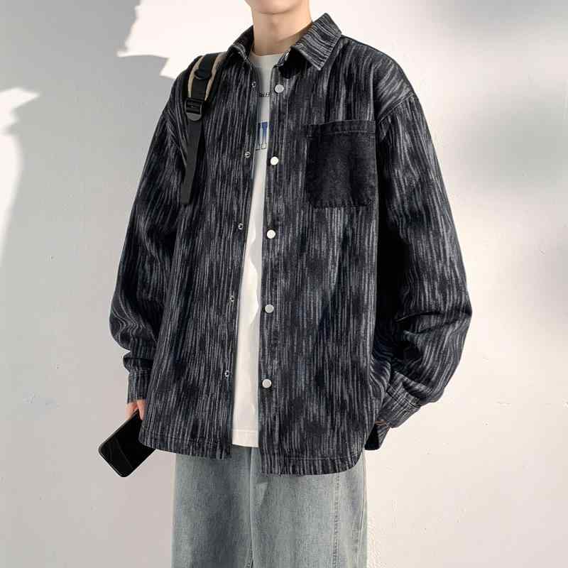 シャツ メンズ 男性用 デニムシャツ トップス 長袖 春秋 カジュアル レトロ ゆったり ファッション アウター ジャケット