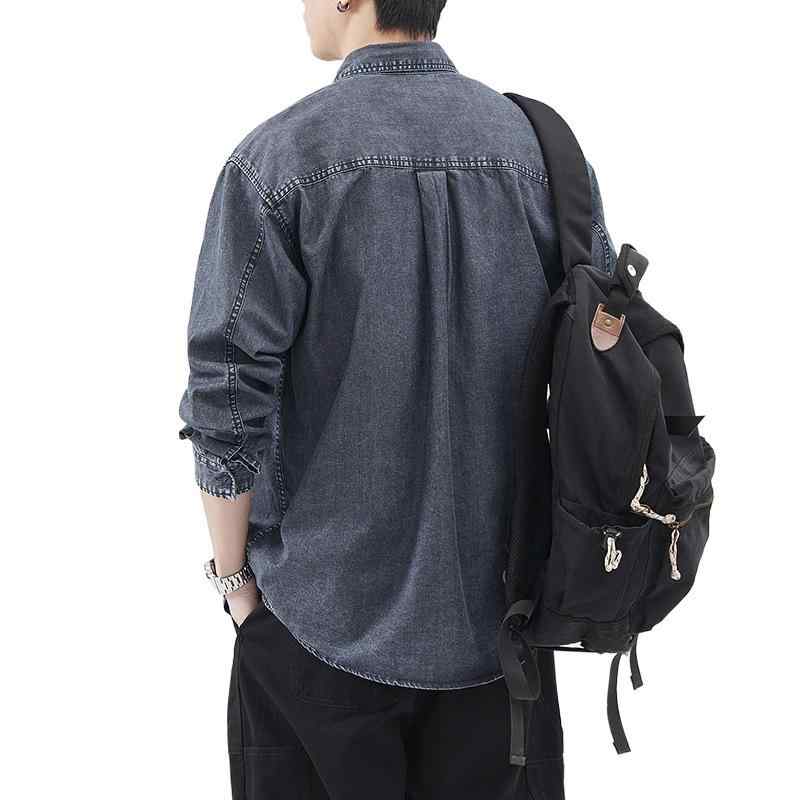 シャツ メンズ 男性用 長袖 デニムシャツ ゆったり 普段使い カジュアル レトロ 春秋・素材: 綿・スタイル: 流行・タイプ: カーディガン・フィット: ゆったり・ネックライン: スクエアネック・袖丈: 長袖・柄: 無地・厚さ: 普通・デ...