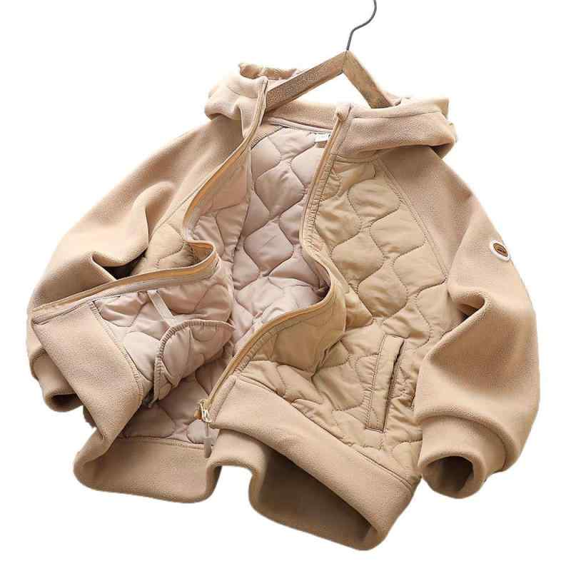 ジャケット キッズ 秋冬 アウター カジュアル 保温 子供 上着 防寒 フード付き ジップアップ 綿 切り替え