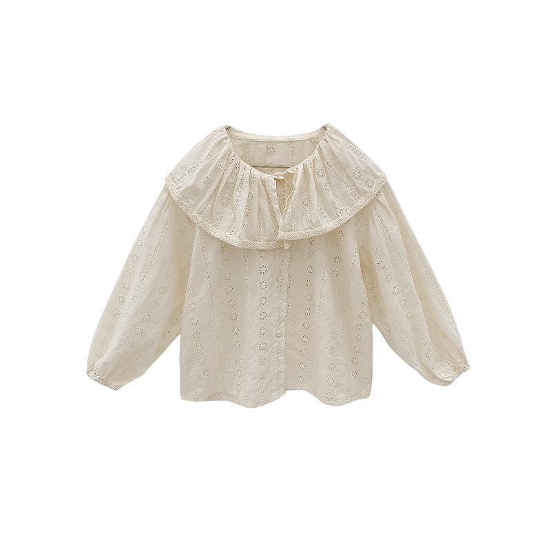 シャツ ガールズ 子供服 トップス 薄手 コットン 春秋 フレンチスタイル かわいい おしゃれ着