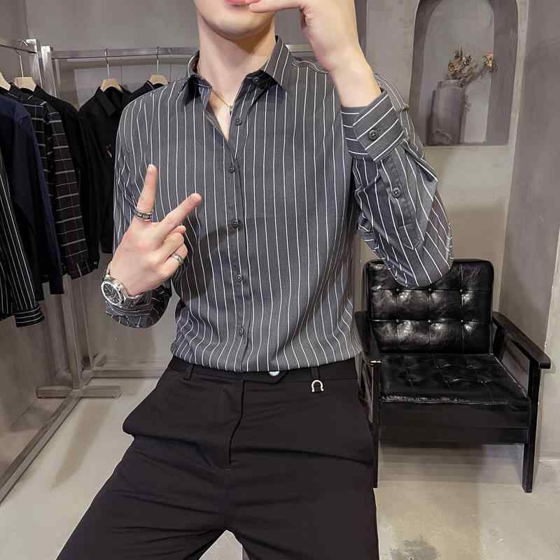 シャツ メンズ 男性用 ストレッチ 伸縮性 抗シワ ストライプ柄 長袖 トップス・スタイル: ビジネス・版型: スリム・ネックライン: 方领・袖丈: 長袖・柄: ストライプ、プリント・厚さ: 普通・主な素材: 亜麻・対象: ティーン・対象シ...