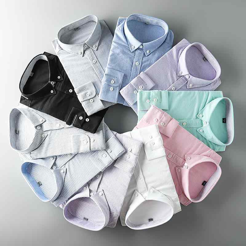 シャツ メンズ 男性用 オックスフォードシャツ 無地 長袖 カジュアル 通勤 普段使い 秋冬