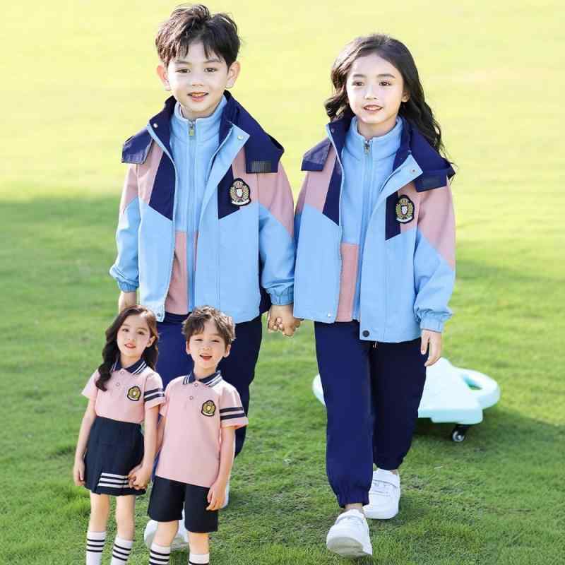制服 キッズ 春秋用 ウインドブレーカー 3点セット 子供服 小学生 幼稚園 園服 上下セット ジャケット パンツ