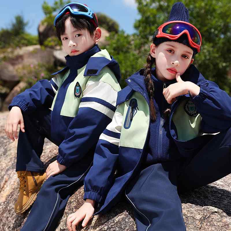 キッズ アウトドア セットアップ 秋冬 小学生 中学生 撥水 防水 ウインドブレーカー 上下セット 幼稚園 保育園 スクール ユニフォーム