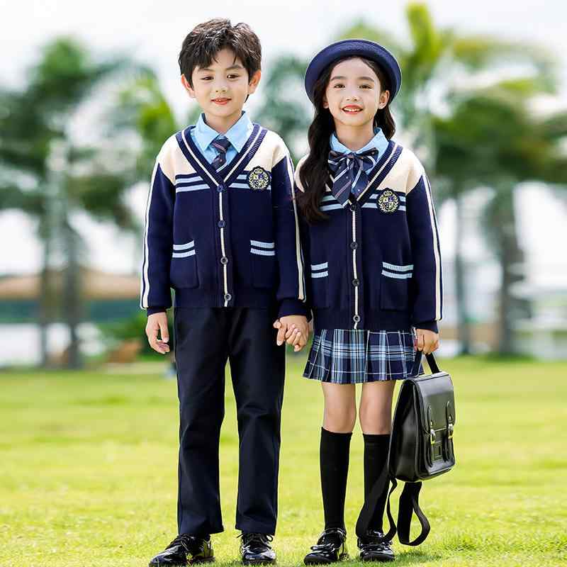 幼稚園 園服 秋冬 スクールウェア 子供 小学校 制服 ニット カーディガン 3点セット