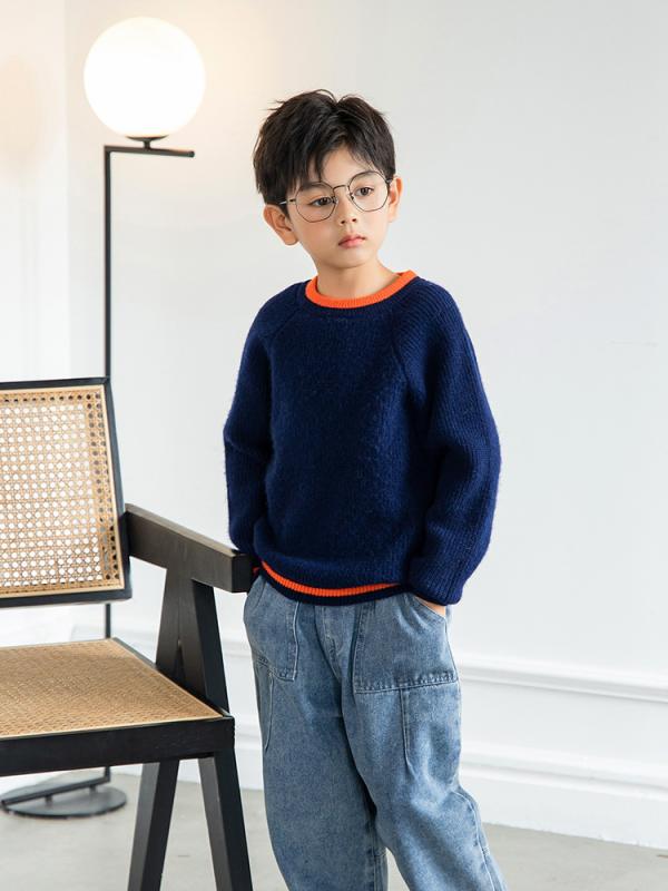 2子供 ニット 配色 厚手 男女兼用 ベビー 保温 セーター カジュアル 普段使い 秋冬 トップス ウール