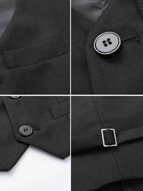 2子供服 男の子 フォーマル ベスト 学院風 黒 無地 セットアップ チョッキ