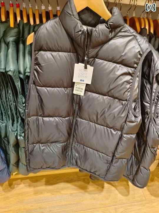 ダウンベスト 男性用 軽量 暖か 防水 秋冬 ペア ベスト・スタイル: 青春流行・厚さ: 薄款・领型: 无帽立领・是否连帽: 连帽・素材: 腈纶・填充物: 白鸭绒・カラー: ブラック, 深藍色, 藏青, 墨绿色, 褐色, 柠檬黄色, 深米色...