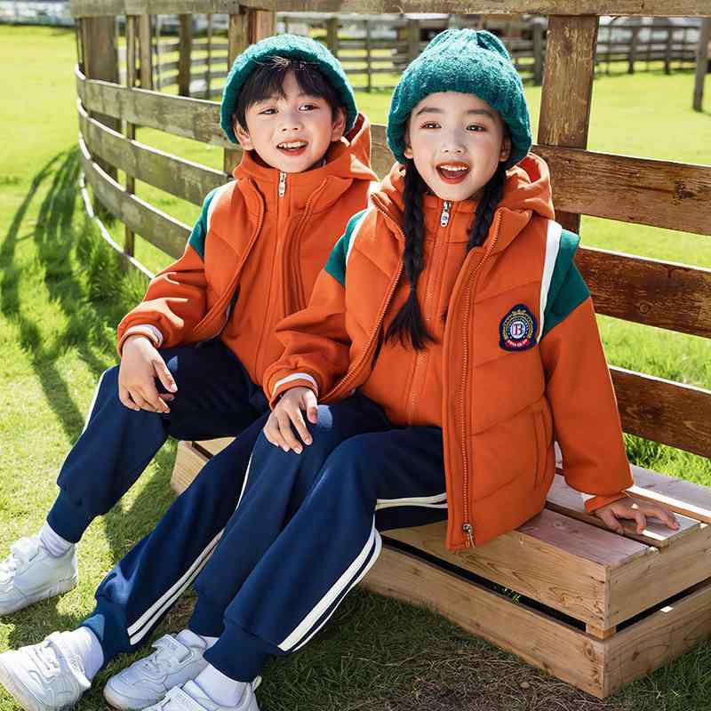 キッズ スクールウェア 3点セット 長袖 ジャージ 上下セット ベスト付き 子供用 幼稚園 小学生 スポーツウェア 運動会 秋