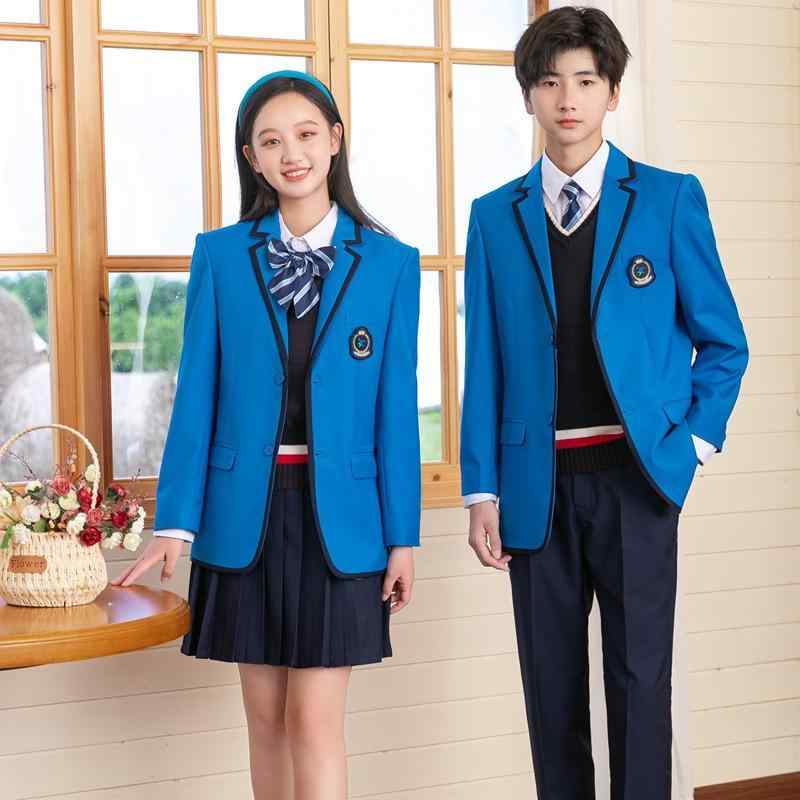 スクールウェア 子供 フォーマル スーツ 春秋冬用 4点セット 小学生 中学生 制服 上下セット ジャケット ブラウス パンツ スカート ブリティッシュスタイル・スタイル: 英伦・対象年齢: 中大童(8歳以上.140cm以上)・対象性別: ...