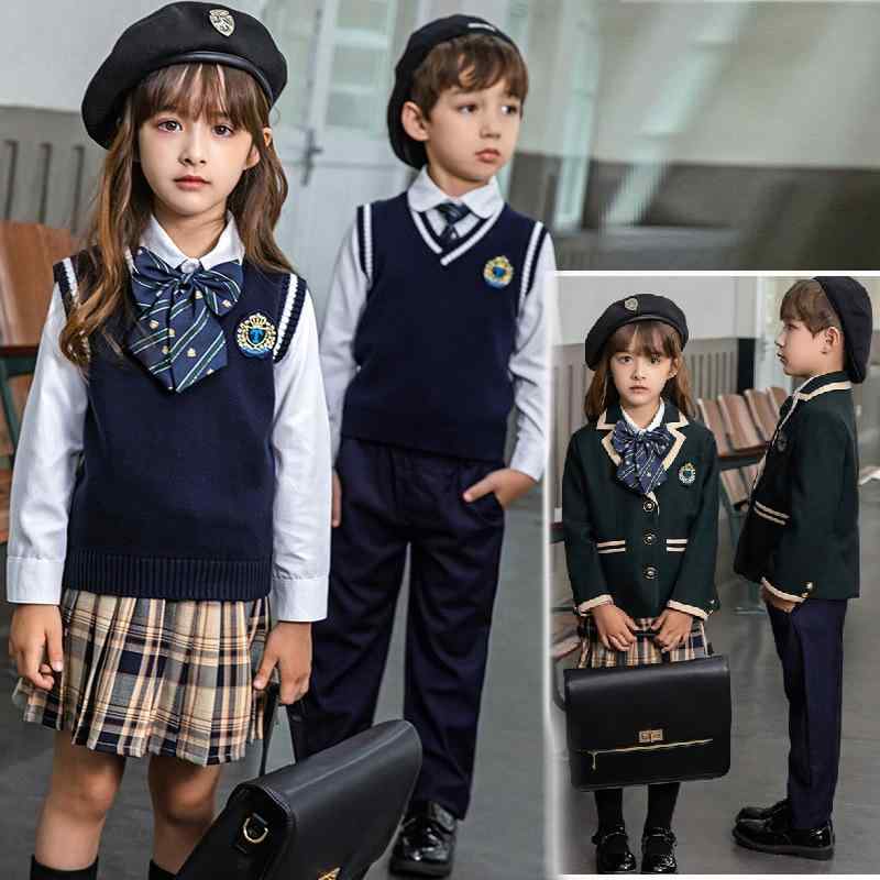 子供服 フォーマル スーツ 5点セット 幼稚園 制服 緑 ブリティッシュスタイル 秋冬