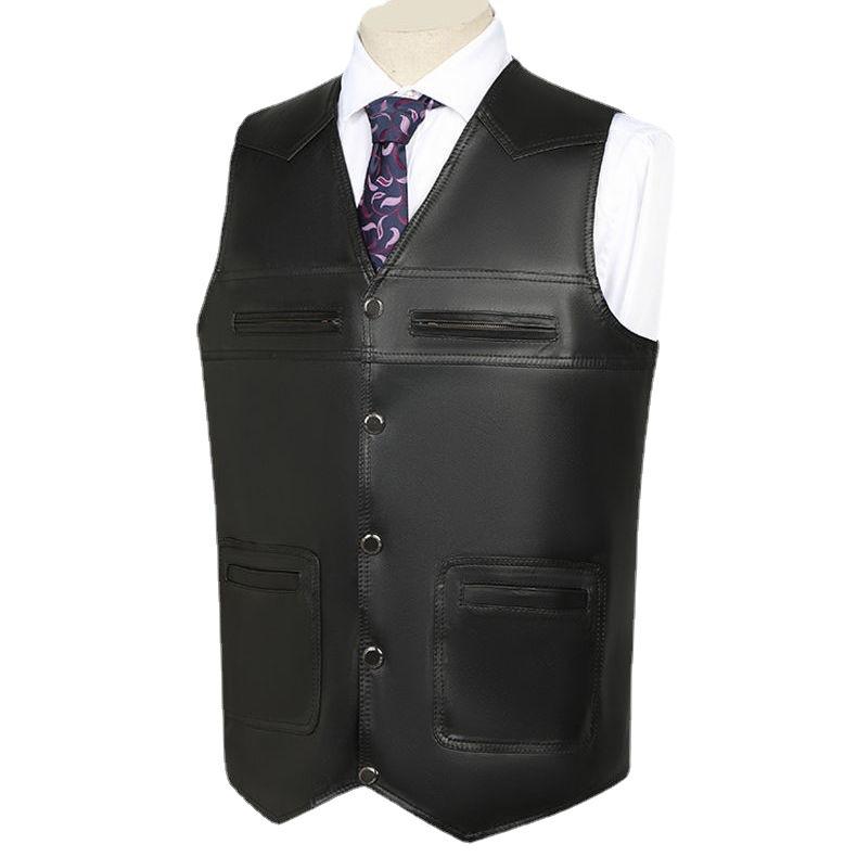 ベスト 男性用 シープスキン レザー 秋冬 皮ベスト チョッキ 暖かい 防寒