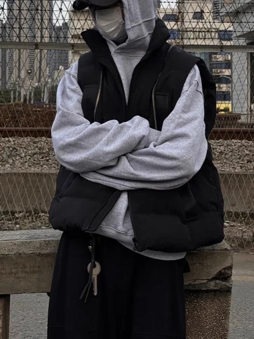 ベスト 男性用 冬物 防寒 暖かい 厚手 中綿入り アウター cleanfit アメリカン 短め ノースリーブ コットン