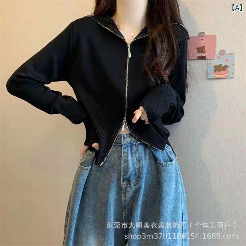 カーディガン レディース 長袖 パーカー ニット 春秋 韓国 ファッション ショート丈 トップス おしゃれ