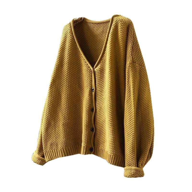 ニット レディース Vネック カーディガン ゆったり レトロ 秋冬 羽織り 体型カバー ジャカード トップス 普段使い