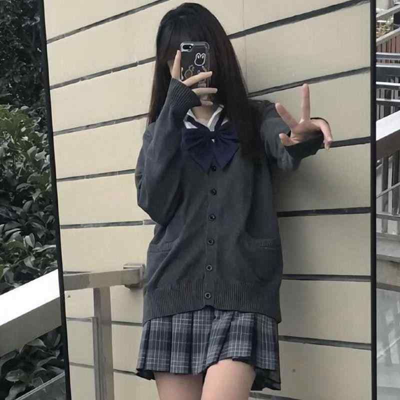 ニットカーディガン レディース JK制服風 カーディガン 秋冬 長袖 トップス ゆったり 羽織り ニット 学生 スクール セーター 学院風 カジュアル かわいい