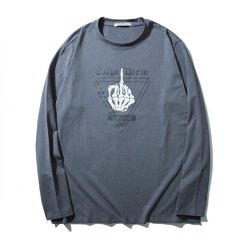 Tシャツ 男性用 大きいサイズ リフレクタープリント 長袖 Tシャツ メンズ カットソー インナー 2色・スタイル: ベーシック・貨物番号: T6519・主な生地の組成: 綿・パターン: 漫画・版: ゆったり・対象者: プラスサイズ・群集カ...