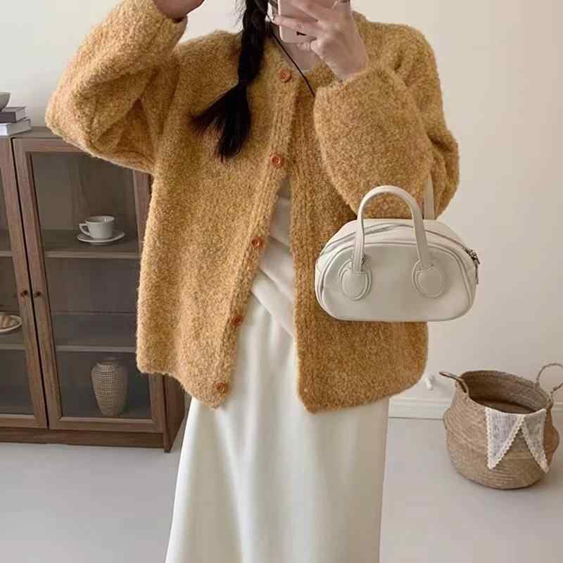 2ニットカーディガン レディース 秋冬 レトロ ケーブル編み ゆったり かわいい 羽織り ニット カーデ トップス アウター 秋冬