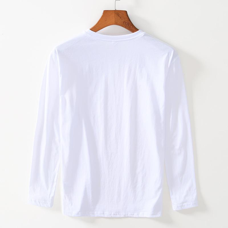 シャツ 男性用 純綿 インナー 長袖 Tシャツ トップス ルーズ 日系スタイル カットソー 白 ホワイト