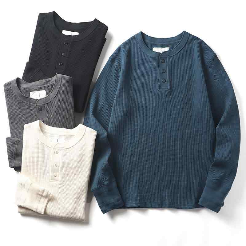 Tシャツ 男性用 長袖 ヘンリーネック ワッフル コットン アメカジ リラックス トップス カットソー 普段使い[ "・スタイル: アメカジ", "・主な素材: 綿", "・柄: 無地&qu...