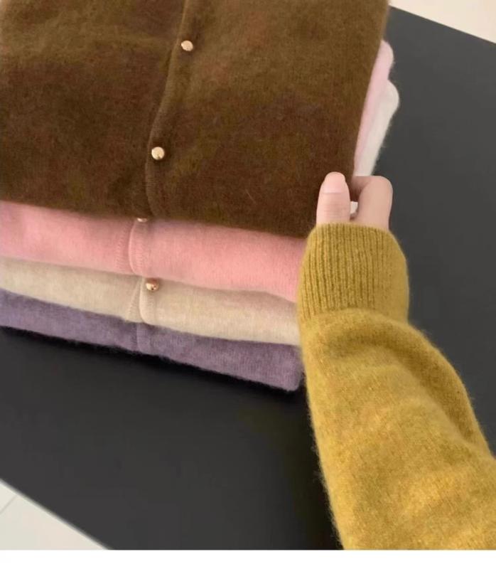 ニット レディース カーディガン 秋冬 アウター 羊毛 ウール ショート丈 着痩せ セーター トップス ゆったり 伸縮性 あったか 暖かい きれいめ かわいい オフィス カジュアル