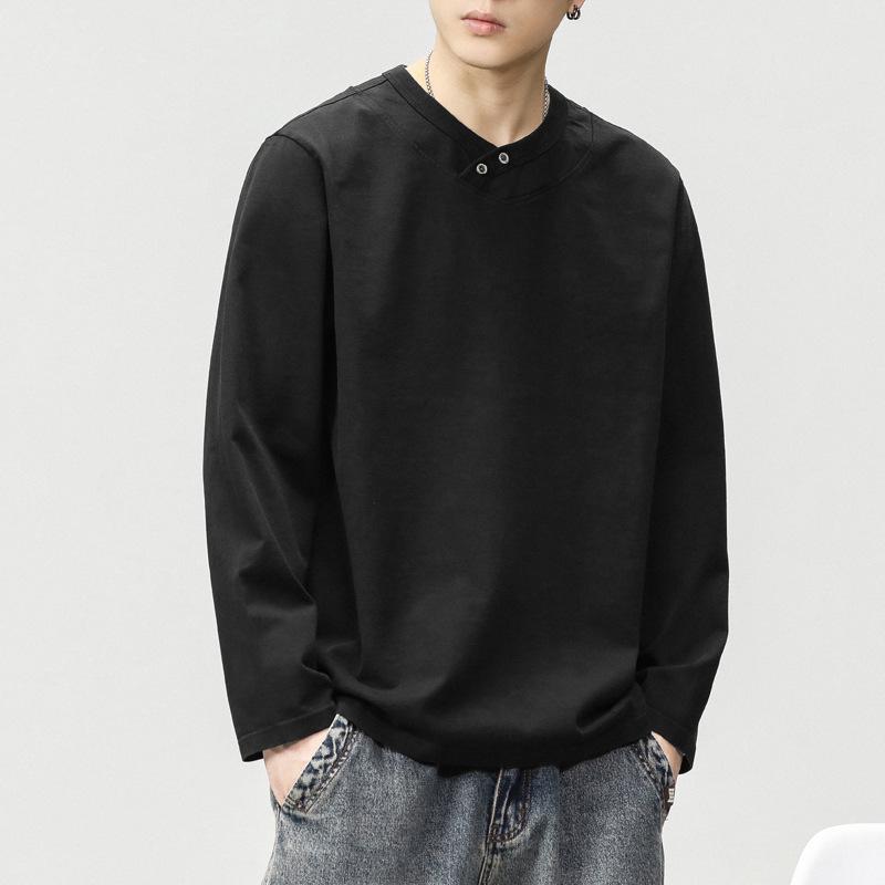 Tシャツ 男性用 長袖 秋 Vネック ゆったり カットソー アメカジ レトロ トップス 普段使い 重ね着 インナー