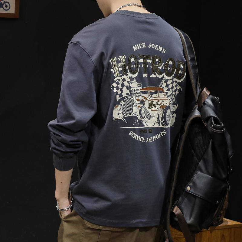 Tシャツ メンズ 男性用 長袖 コットン ゆったり 大きいサイズ 春秋 トップス ヘビーウェイト 厚手 ラウンドネック 普段使い