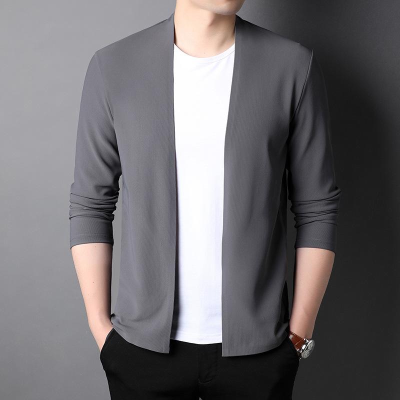 Tシャツ 男性用 長袖 トップス ミドルエイジ ファッション カーディガン シンプル カジュアル 無地