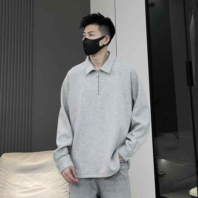 スウェット メンズ 男性用 ゆったり ドロップショルダー 長袖 トップス 無地 プルオーバー トレーナー 体型カバー カジュアル ストリート アメカジ