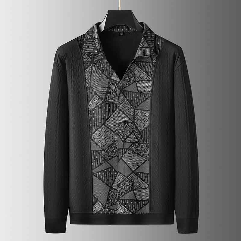 Tシャツ 男性用 大きいサイズ 長袖 ファッション カジュアル 襟付き 切り替え