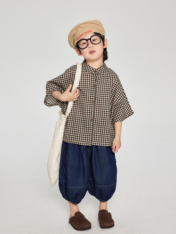 シャツ 男の子 半袖 子供服 春夏 薄手 韓国風 バットスリーブ トップス 小中学生 シャツ ブラウス・性別: 男・対象年齢: 中小童(3~8歳，100~140cm)・実写画像: モデルあり・スタイル: 韓国版・ネックライン: ラウンドネッ...