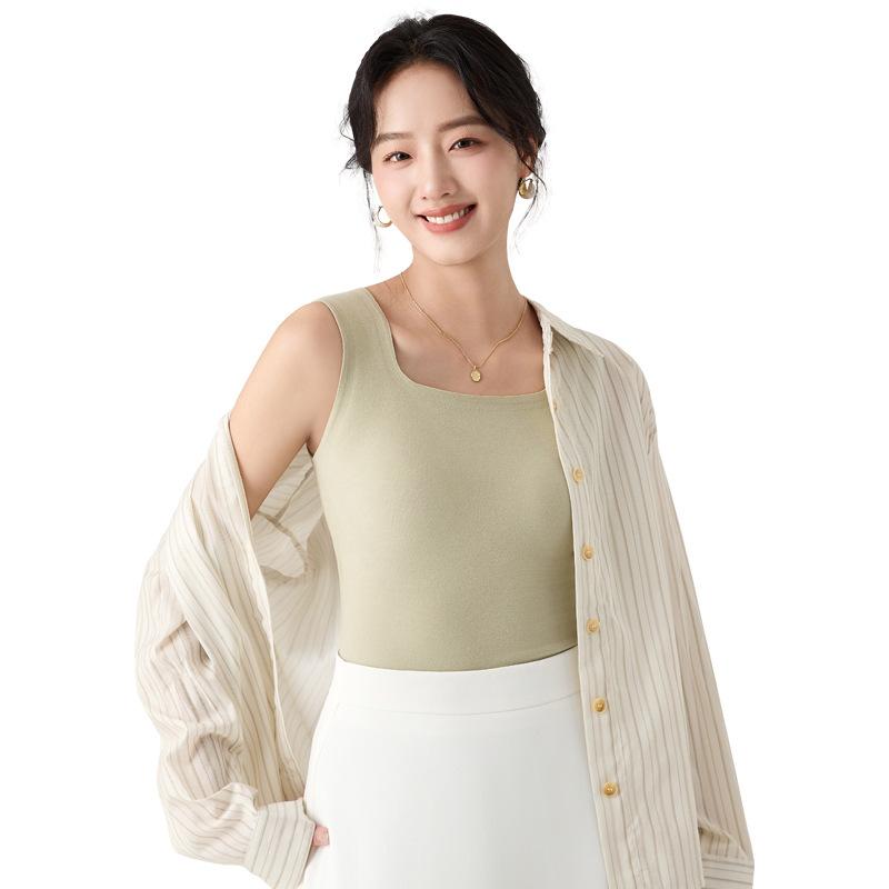 タンクトップ レディース シルク カシミヤ ブレストパッド付き あったかインナー 接触温感 無縫製 ブラトップ カップ付き 肌着 磨毛 エアリーカップ