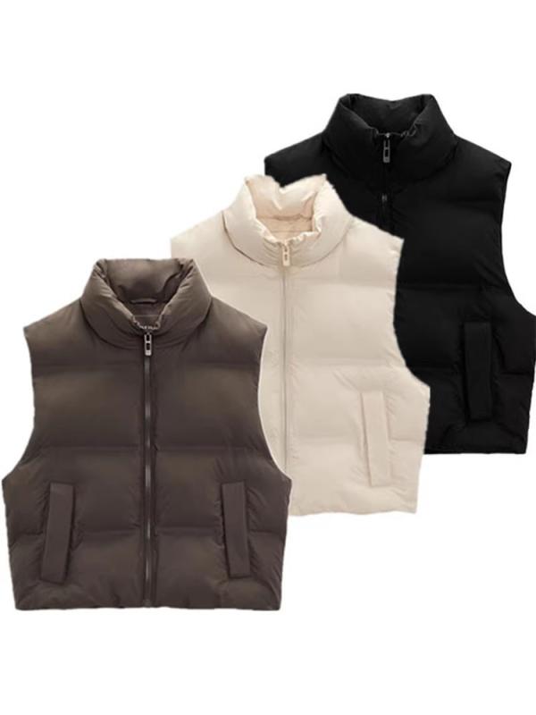 レディース ベスト 秋冬 ノースリーブ 短め丈 あったか 保温性 アウター 女性用 チョッキ 防寒着 重ね着