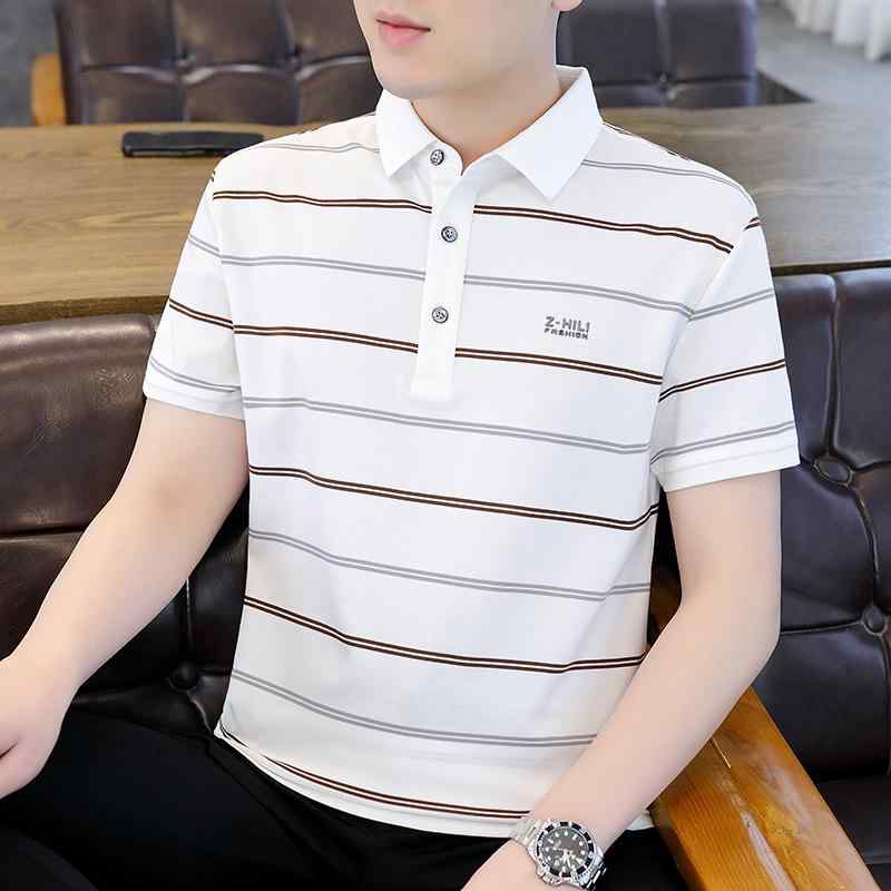 ポロシャツ メンズ 男性用 ボーダー柄 半袖 襟付き ビジネスカジュアル トップス カットソー 普段使い