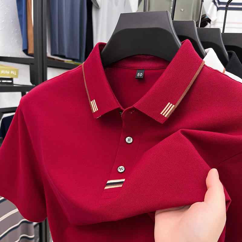 Tシャツ メンズ 男性用 接触冷感 アイスシルク風 翻襟 ポロシャツ 無地 ビジネス カジュアル 半袖 トップス 高級感・スタイル: 軽商务・袖丈: 半袖・柄: 纯色・厚さ: 薄款・対象: 商务绅士（35歳以上）・素材: 綿類混紡・主な素材...