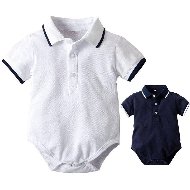 2カバーオール ベビー 半袖 男の子 ハーネス型 ロンパース ポロシャツ風 通気性 コットン 春夏