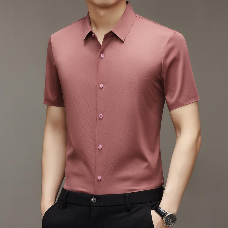 シャツ 男性用 中青年 紳士服 トップス 半袖 Tシャツ 無地 レギュラーカラー カジュアル リラックス ゆったり