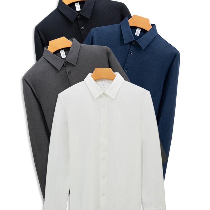 シャツ 男性用 トップス 長袖 抗シワ 吸湿速乾 無地 ストレッチ 伸縮性 スポーツ トレーニング 普段使い