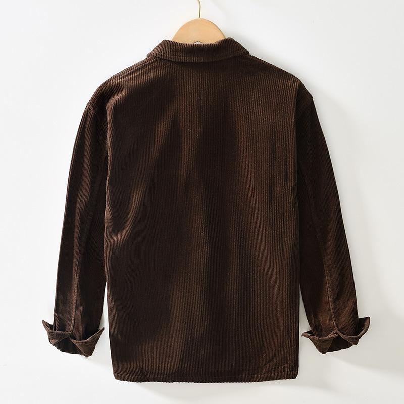 シャツ 男性用 秋冬 綿 休闲 宽松 无地 コーデュロイ トップス・素材: 綿100%・スタイル: 運動、カジュアル・タイプ: カーディガン・フィット: ゆったり・襟の形: 方形・袖丈: 長袖・柄: 無地・厚さ: 普通・ディテール: ポケッ...