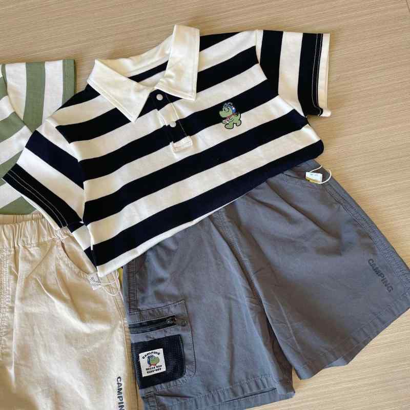 ポロシャツ 男の子 キッズ 夏服 子供 半袖 トップス パンツ ボーダー柄 カジュアル かわいい
