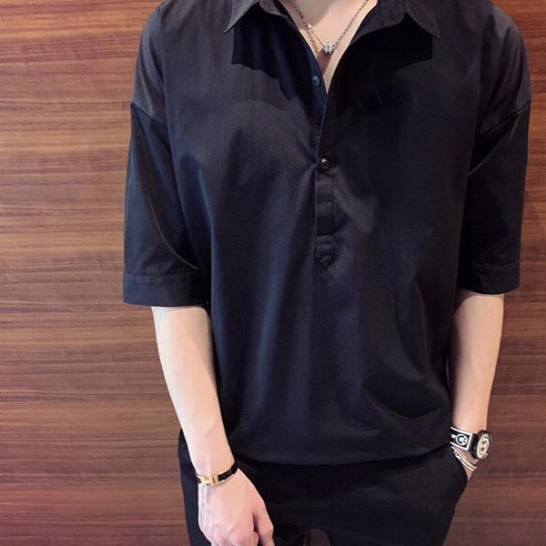 シャツ メンズ 半袖 男性用 トップス スリム 韓国風 カジュアル 五分袖 ティーシャツ 夏物 中袖 ホワイト