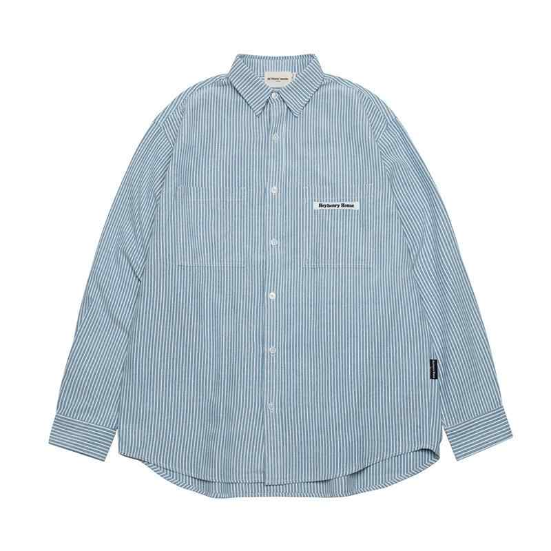 シャツ 男性用 長袖 トップス ストライプ柄 日系 简约 カジュアル・生地名: 綿57%、ポリエステル繊維43%・スタイル: 日式復古・款式: カーディガン・版型: ゆったり型・ネックライン: 襟付き・袖丈: 長袖・柄: 拼色・厚さ: 普通...