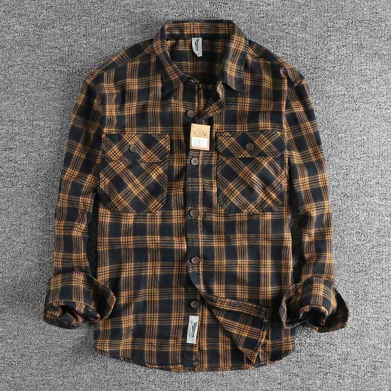 シャツ メンズ 男性用 レトロ チェック柄 長袖 カジュアル トップス アウター 秋服 普段使い