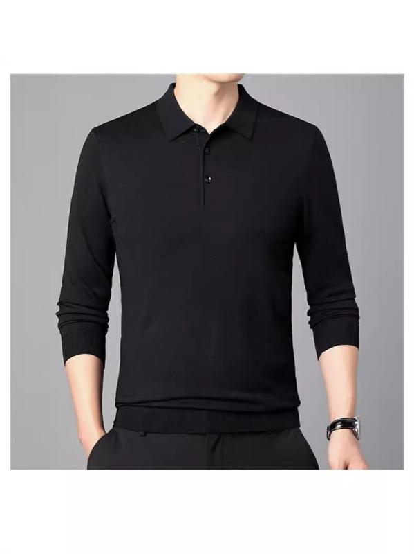 ニット メンズ 男性用 ウール カーディガン 春秋 薄手 ポロシャツ トップス インナー カジュアル 無地