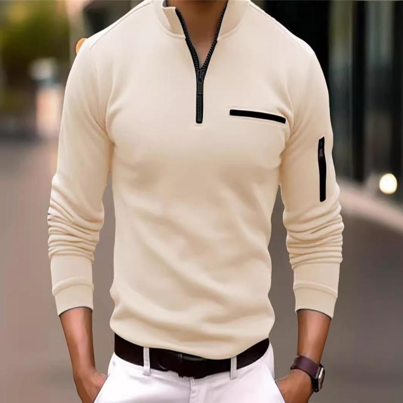 ポロシャツ 男性用 長袖 アームジッパー クリエイティブ スポーツ 馬球 伸縮性