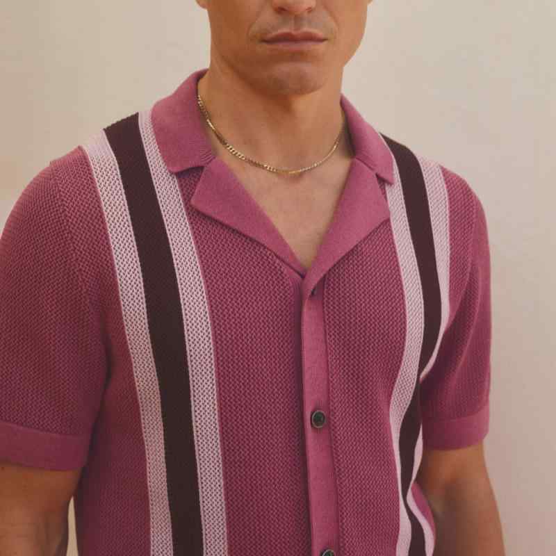 ポロシャツ メンズ 男性用 トップス 通気性 ストライプ ニット サマー カジュアル
