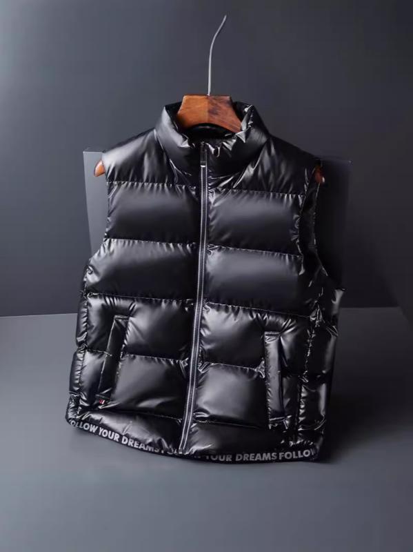 メンズ ダウンベスト 秋冬 短め ノースリーブ ジャケット 男性用 暖かい アウター 光沢