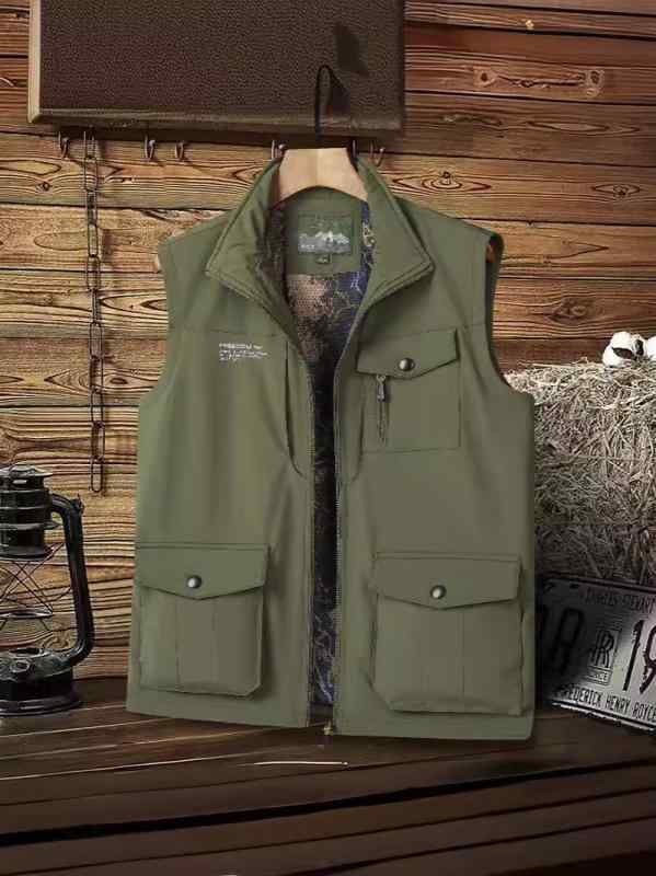 ベスト 男性用 薄手 カジュアル アウトドア 作業着 多ポケット 釣り 撮影 ノースリーブ チョッキ・スタイル: 通勤・版型: 宽松型・款式: 开衫・领型: 立领・门襟: 拉链・是否连帽: 不连帽・厚薄: 薄款・柄: 图案・誤差範囲: 1-...